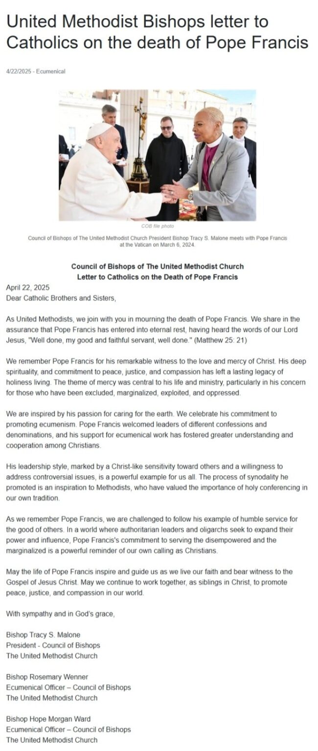 Letter to Catholics on the Death of – Oklahoma Indian Missionary Conference